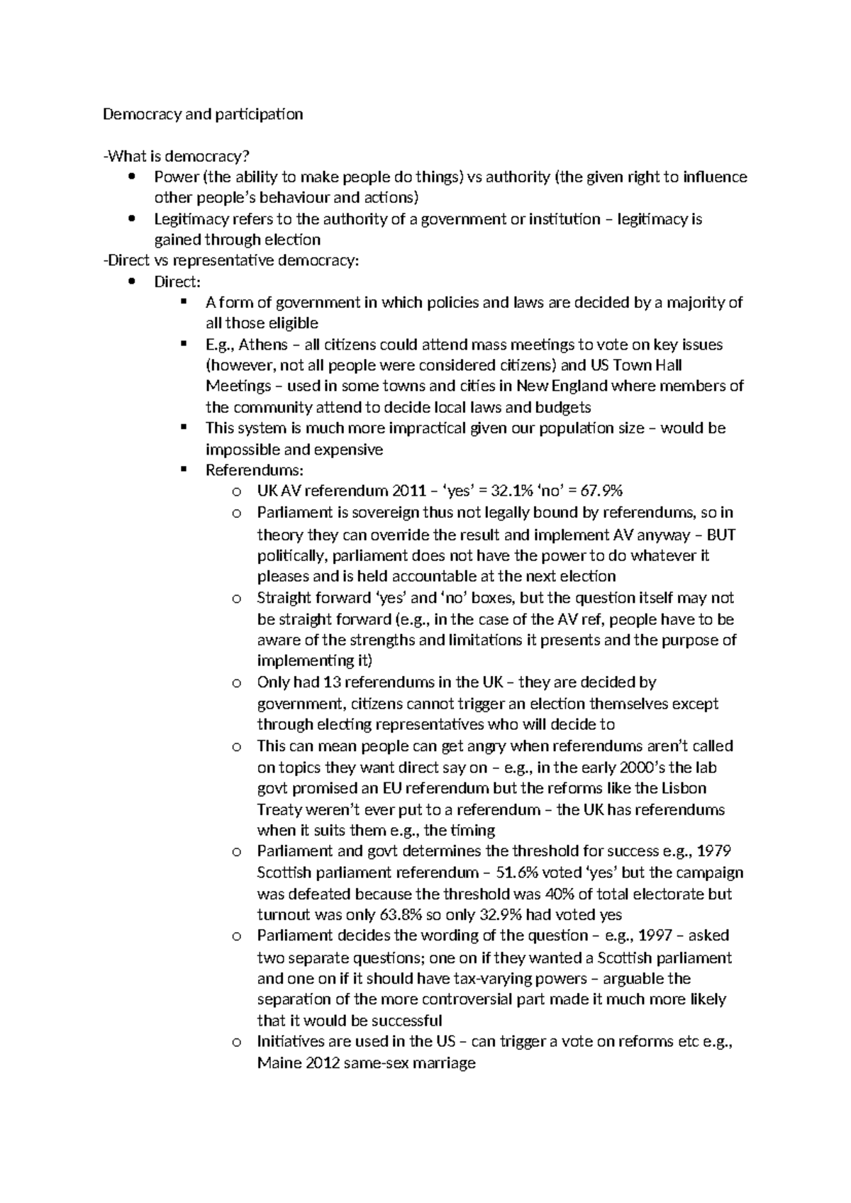 Democracy and participation full notes - Democracy and participation ...