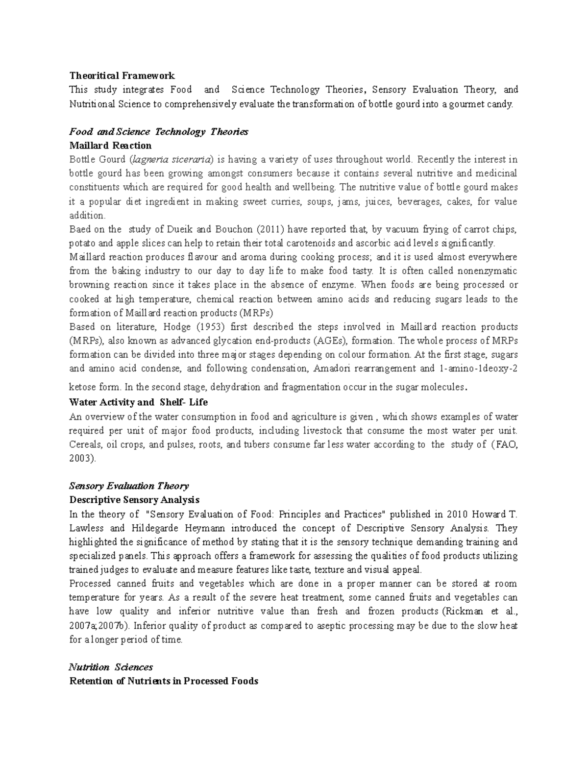 Theoretical Framework for Food Science and Nutrition (FST 101) - Studocu