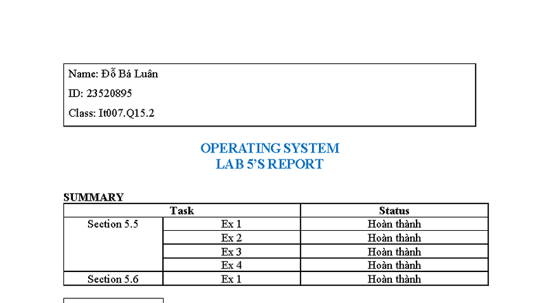 IT007.Q15.2 Operating System Lab Report Summary - Lab 5 - Studocu