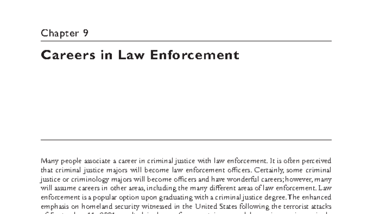 Careers in Law Enforcement: Insights and Opportunities in CJ 101 - Studocu