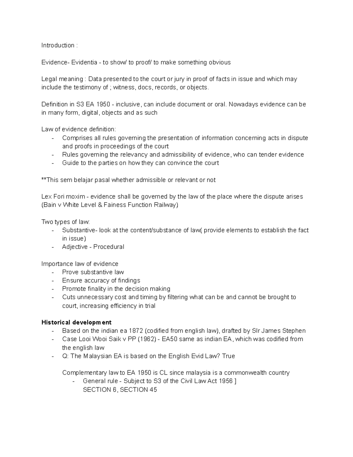 Evidence Week 1: Understanding Legal Meaning and Admissibility - Studocu