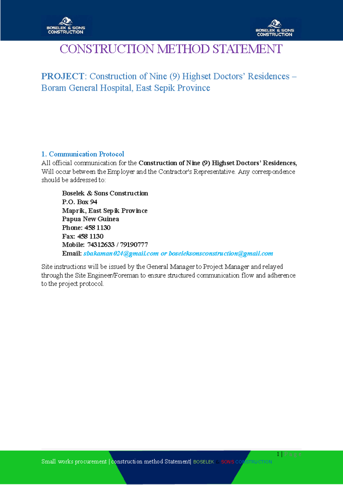 Construction Method Statement: 9 Highset Residences - Boram Hospital ...