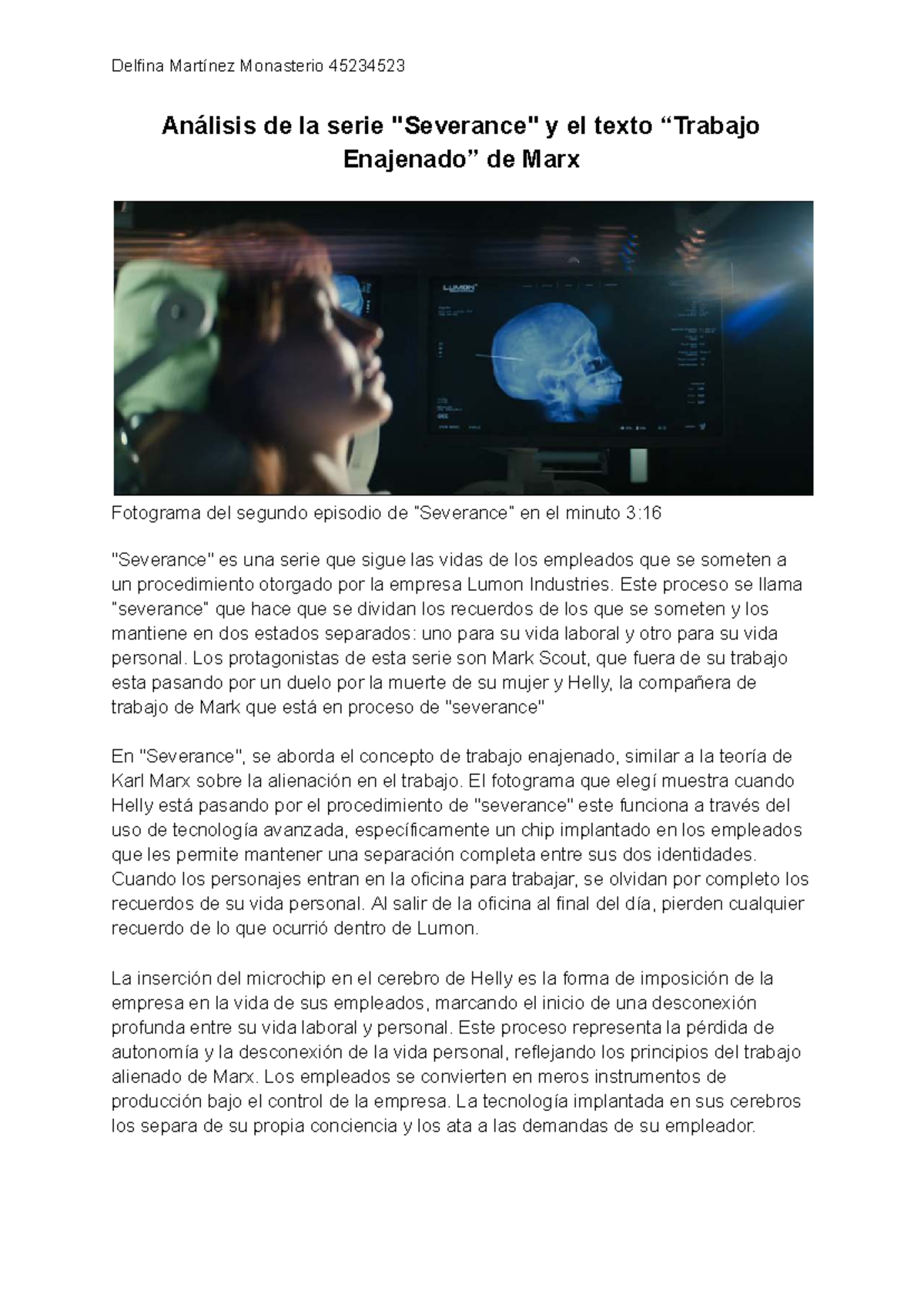 Análisis de la serie "Severance" y la teoría de Marx (45234523) - Studocu