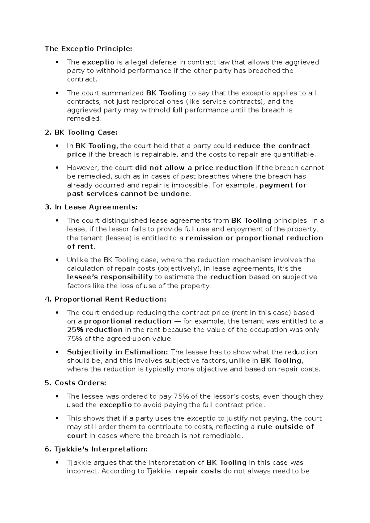 The Exceptio Principle in Contract Law: Insights from BK Tooling Case ...