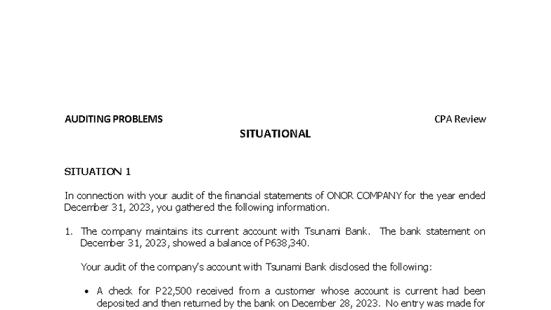 AFAR AP 93 PW Manila: Comprehensive Audit Problems and Solutions - Studocu