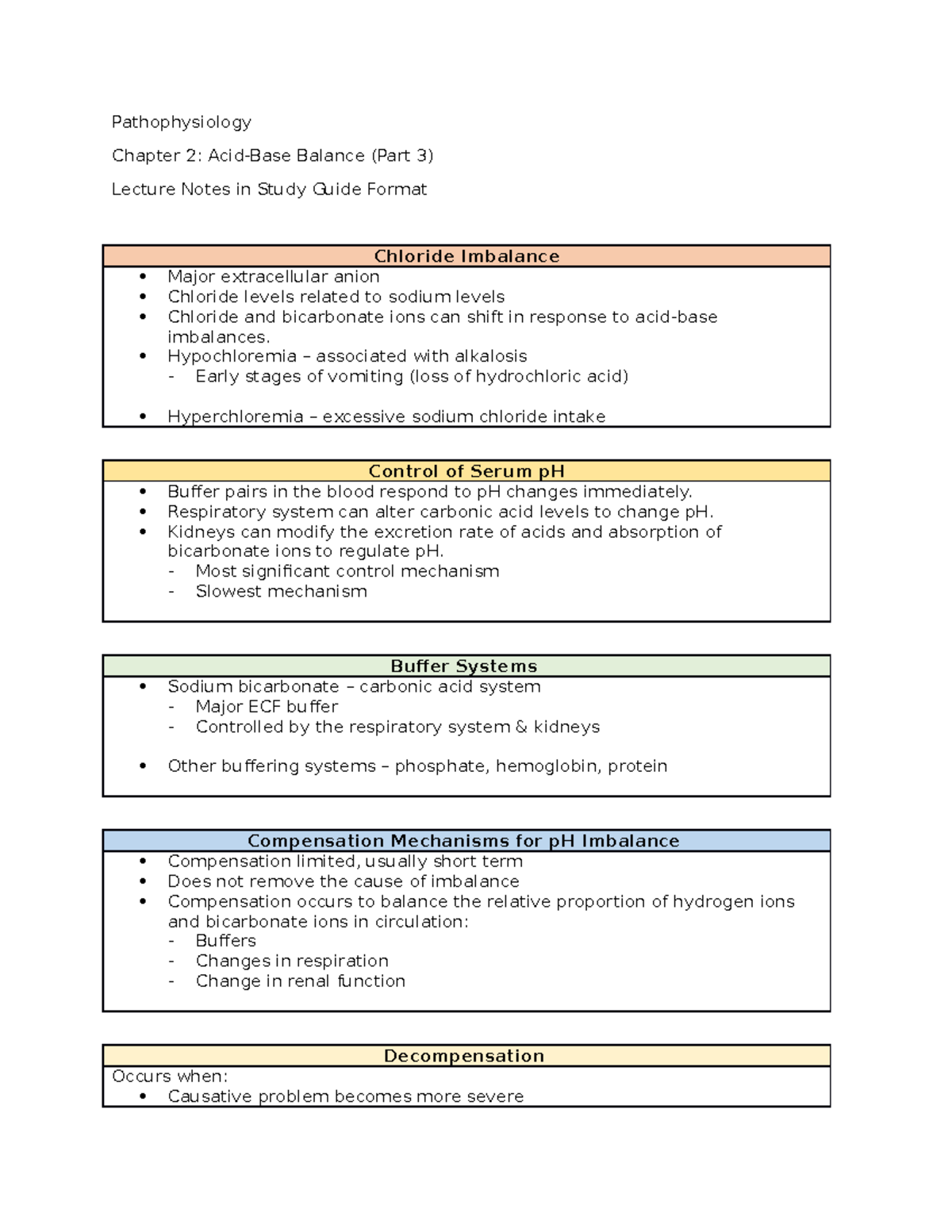 Pathophysiology Acid-Base Balance Pt. 3 - Pathophysiology Chapter 2 ...