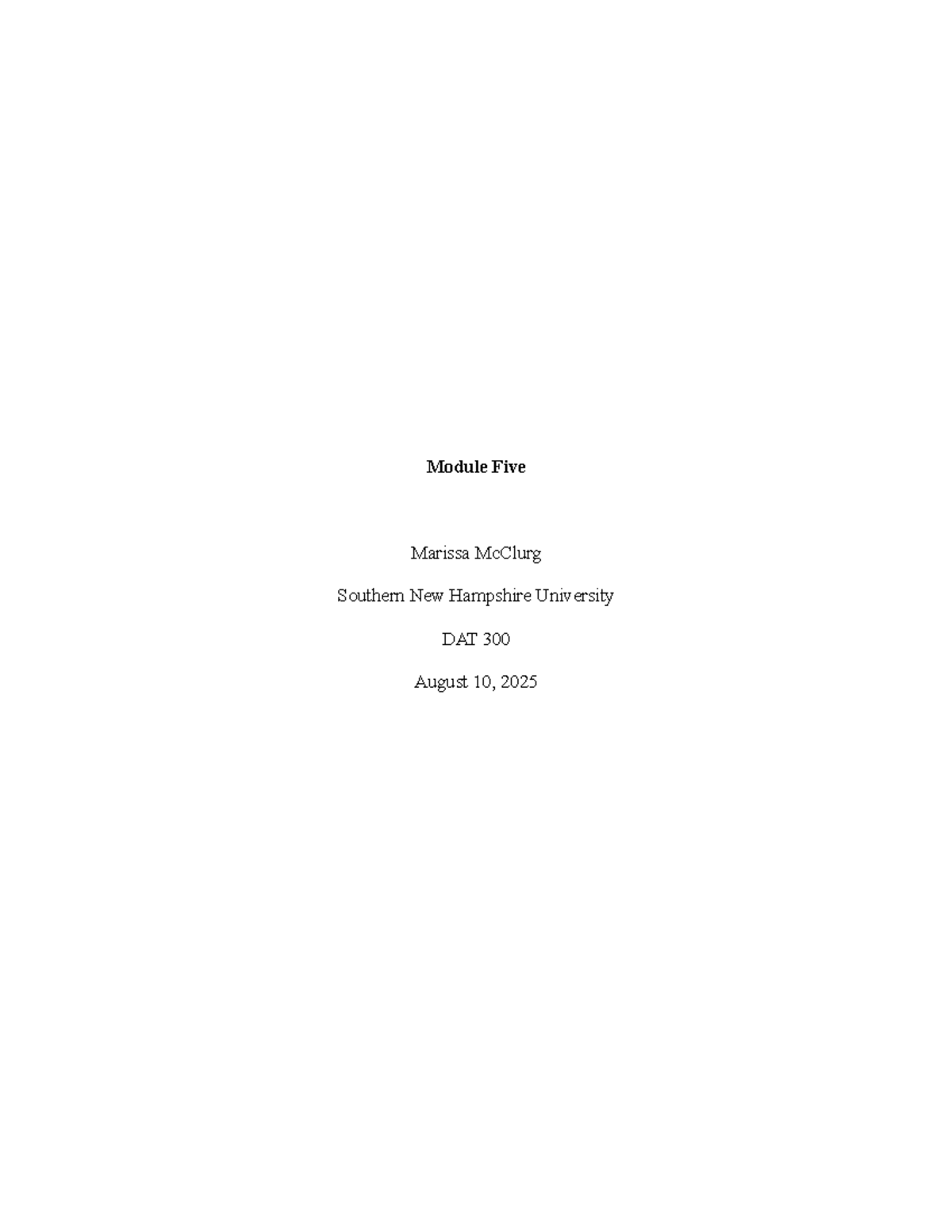 Module Five Project One Overview - DAT 300 - Studocu