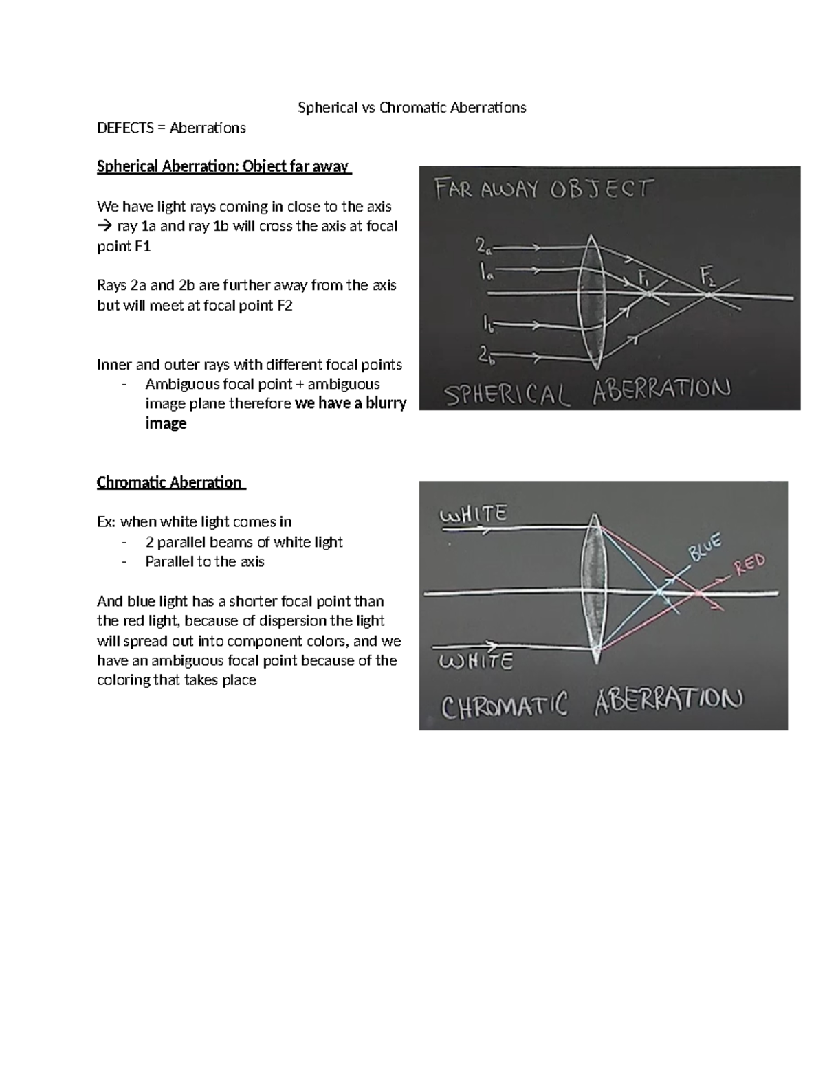 Spherical vs Chromatic Aberrations: Key Concepts Explained - Studocu