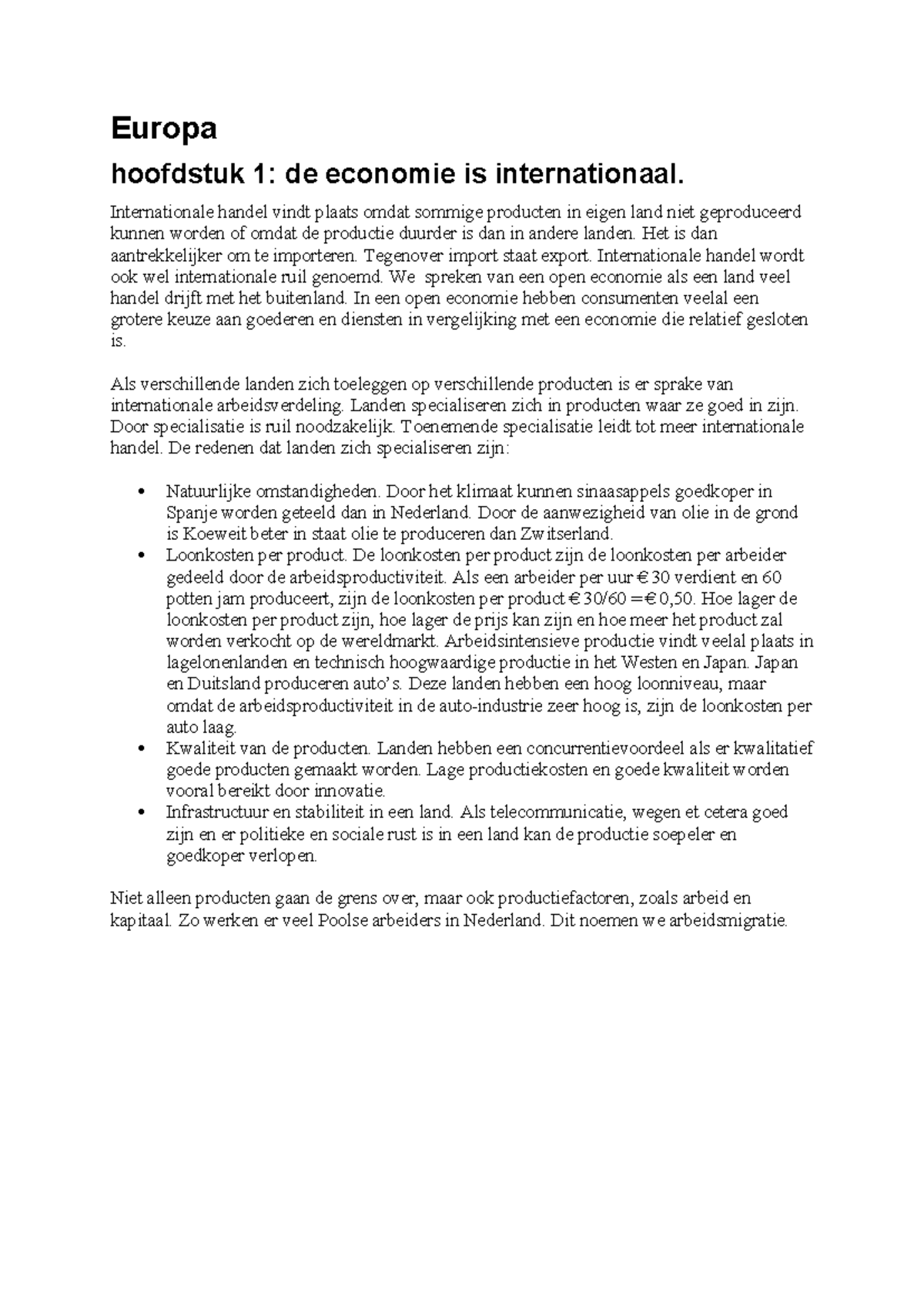 Samenvatting Hfst. 1-3 Economie en Handel in Europa - GWN Course Notes ...