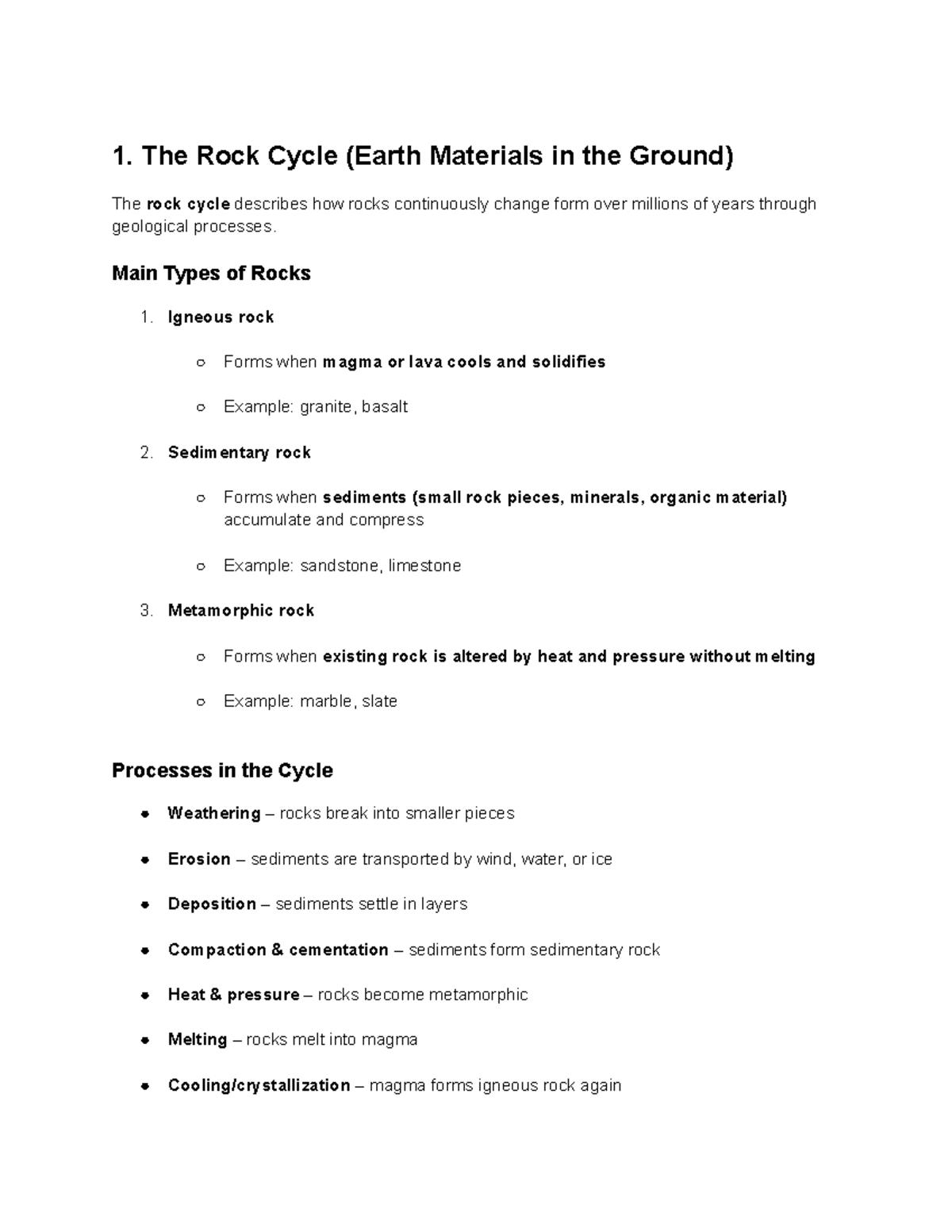 Earth Science 101: The Rock Cycle Explained - Studocu
