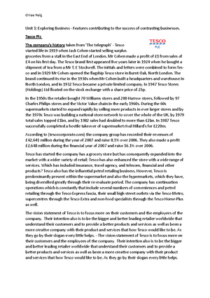 P1 - unit 1 btec business level 3 P1 - P1 checklist; Explain the features of two contrasting ...