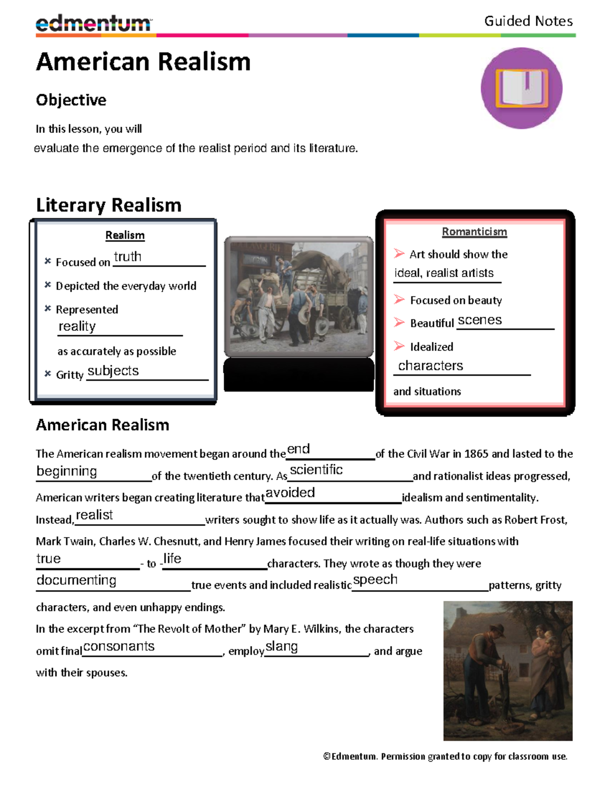 Guided Notes: Understanding American Realism in Literature - Studocu