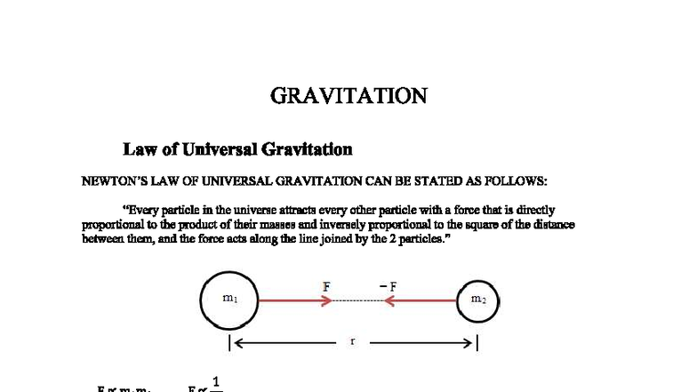 Gravitation: Law of Universal Gravitation (Course Code: 08) - Studocu