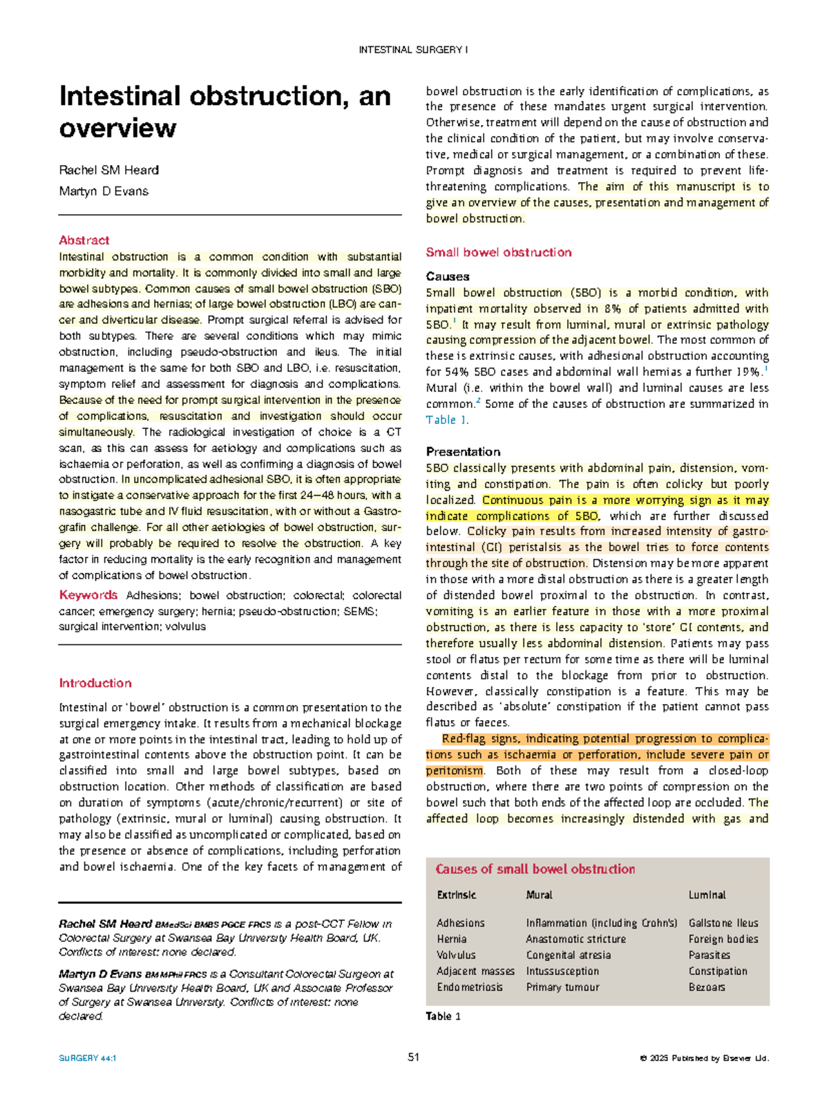 INTESTINAL SURGERY I Overview of Bowel Obstruction Management - 2026 ...