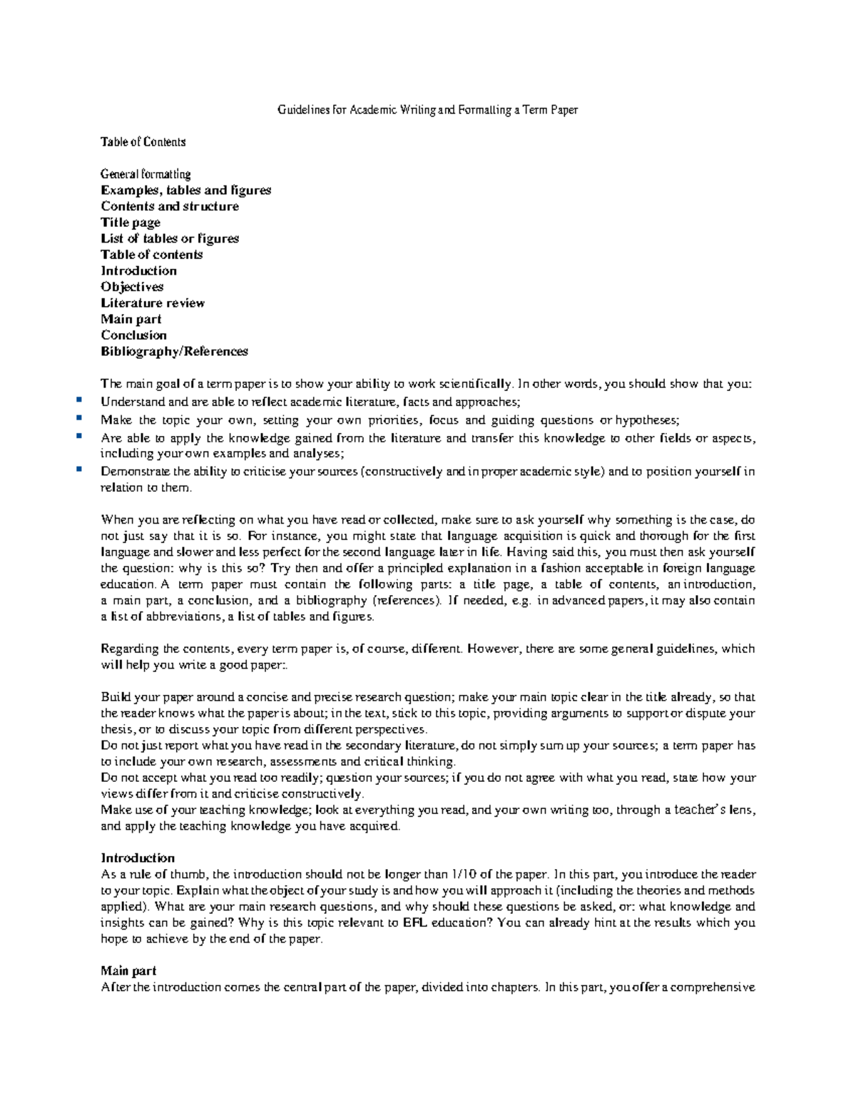 Guidelines for Academic Writing: Term Paper (Ch. 1 & 2) - Studocu
