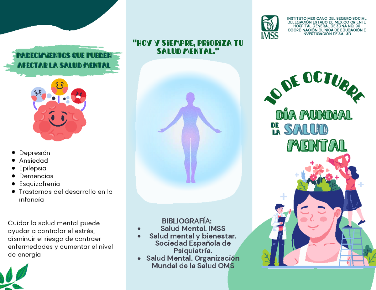 Tríptico: Día Mundial de la Salud Mental - IMSS 2023 - Studocu