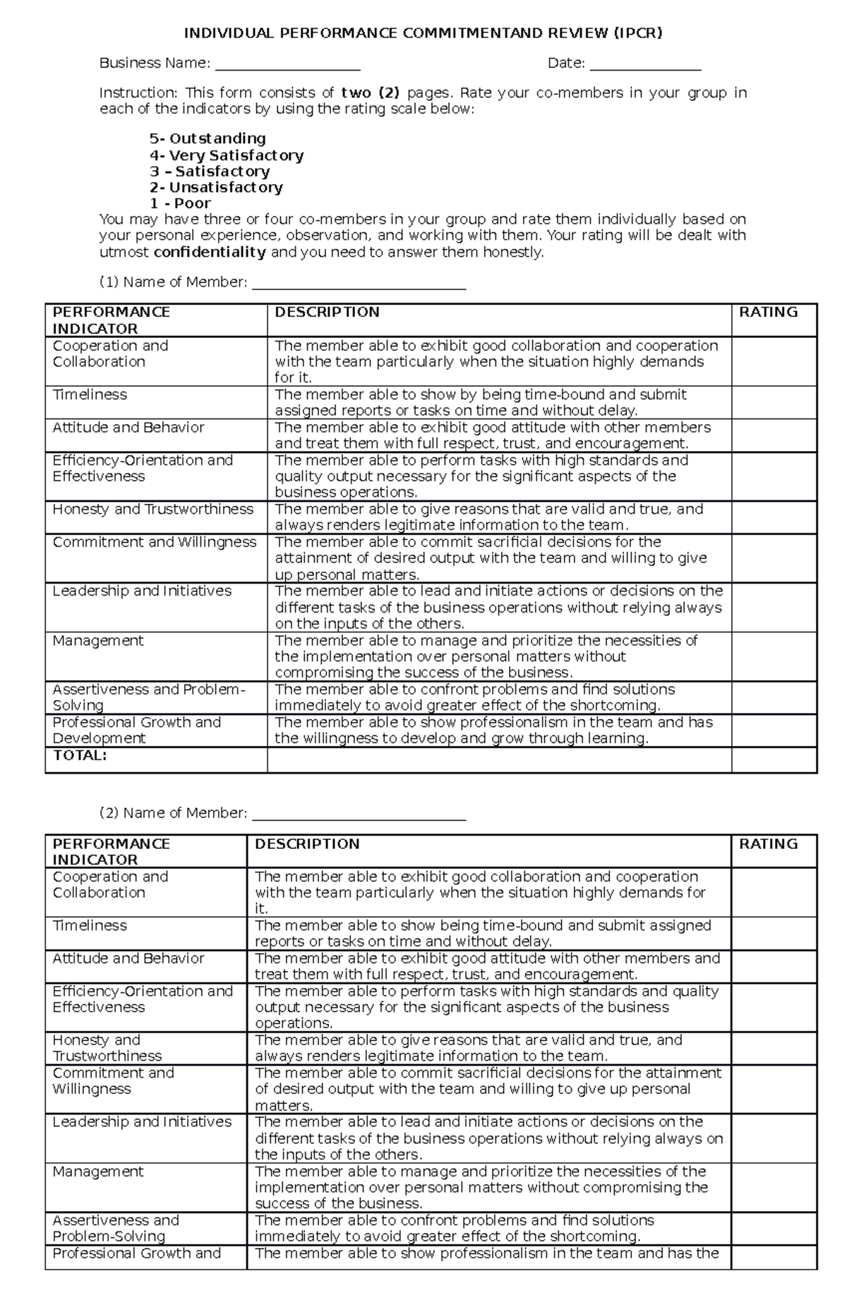 IPCR Scoring Sheet – Individual Performance Commitment Review - Studocu