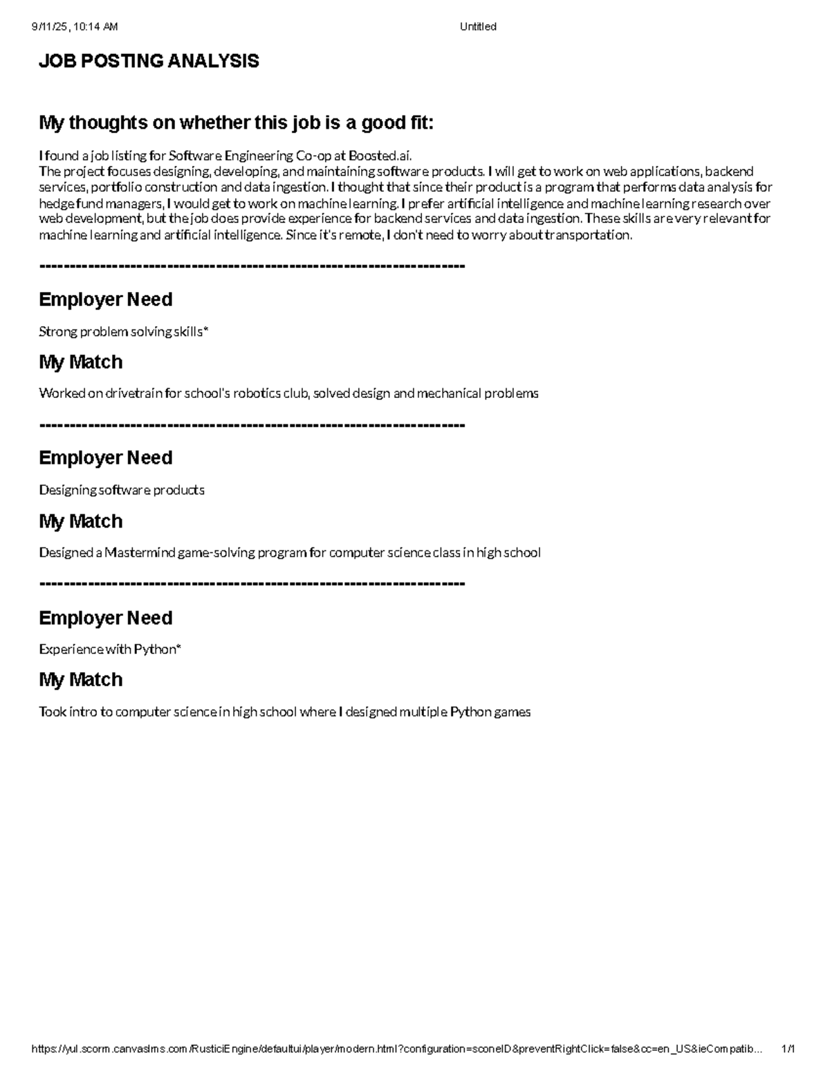 COPB50 Module 1.4 Job Posting Analysis and Fit Evaluation - Studocu