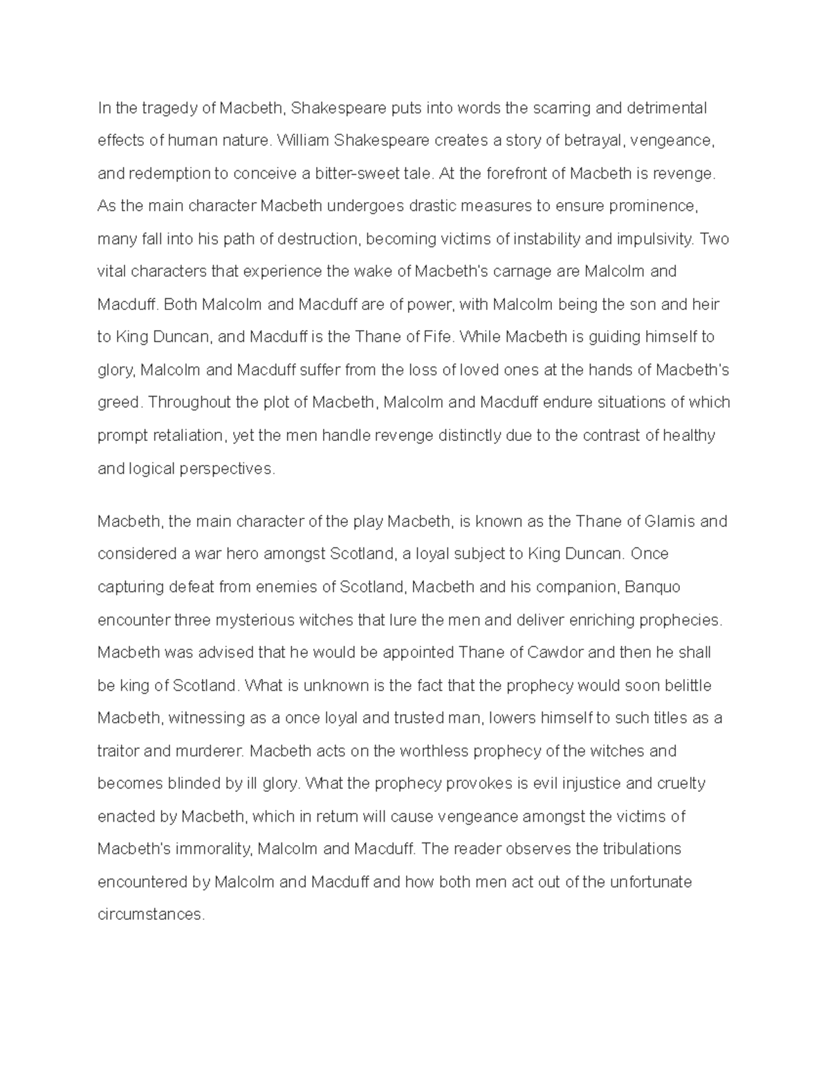 The Dynamics of Revenge in Shakespeare's Macbeth (ENG 101 Essay) - Studocu