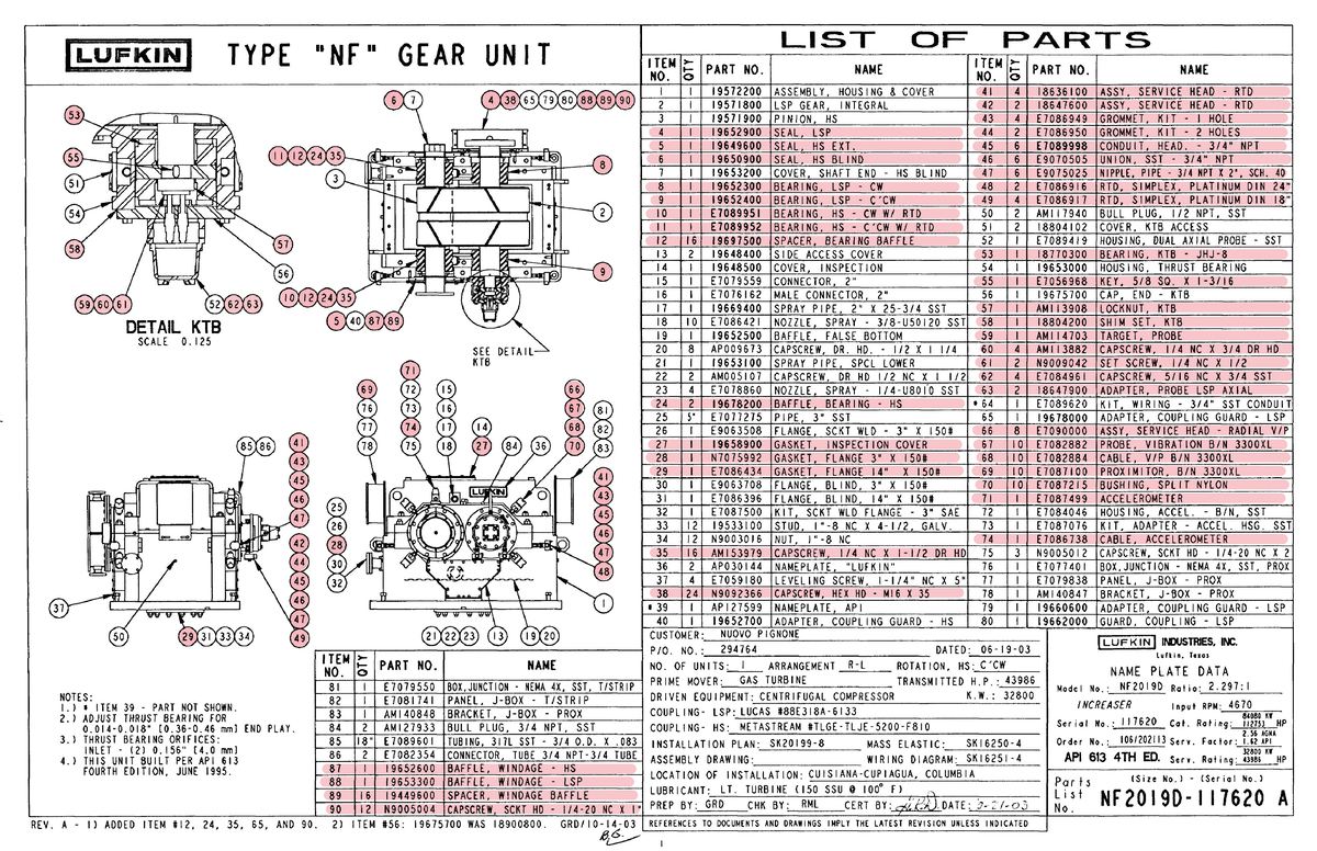 Listado de Partes y Plano del Gear Unit LUFKIN - Studocu