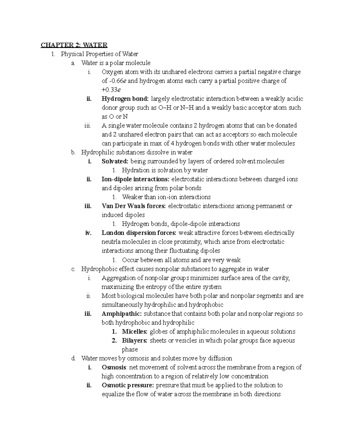 CHAPTER 2: Physical Properties of Water and Its Chemical Behavior - Studocu