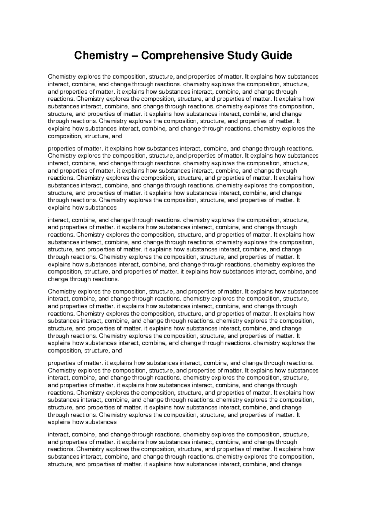 Chemistry Comprehensive Study Guide - CHEM 101 - Studocu