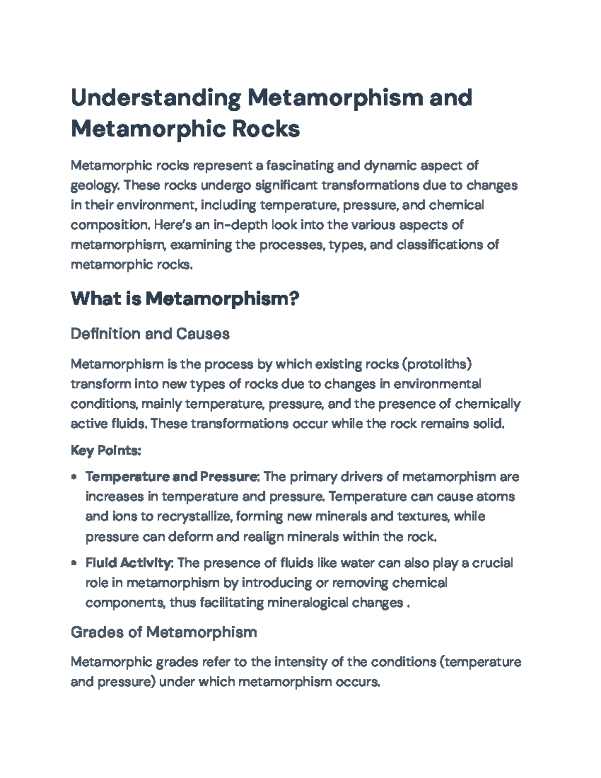 Metamorphism and Metamorphic Rocks: Processes, Types, and Textures ...