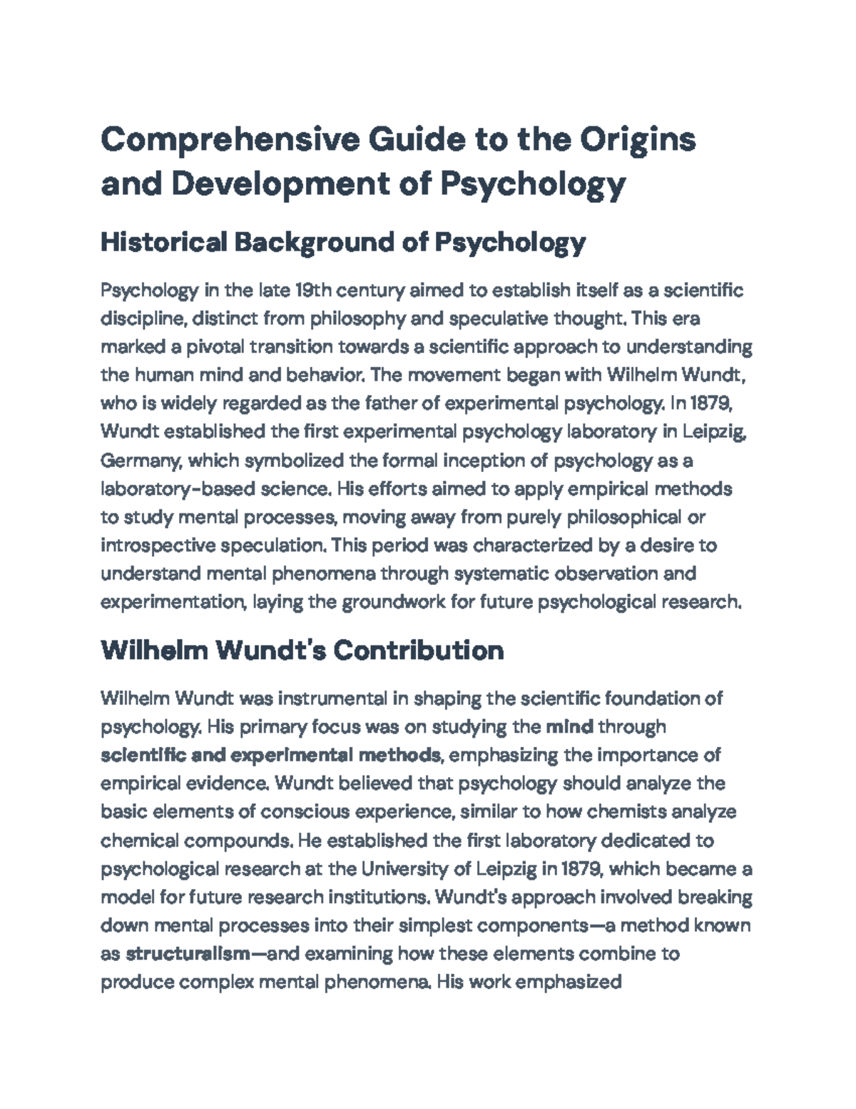 Historical Development of Psychology: Wundt to Structuralism Insights ...