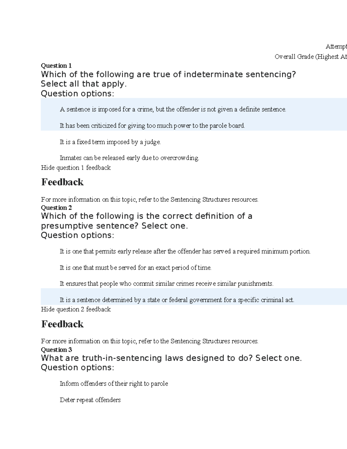 CJ 210 Quiz: Indeterminate & Presumptive Sentencing Concepts - Studocu