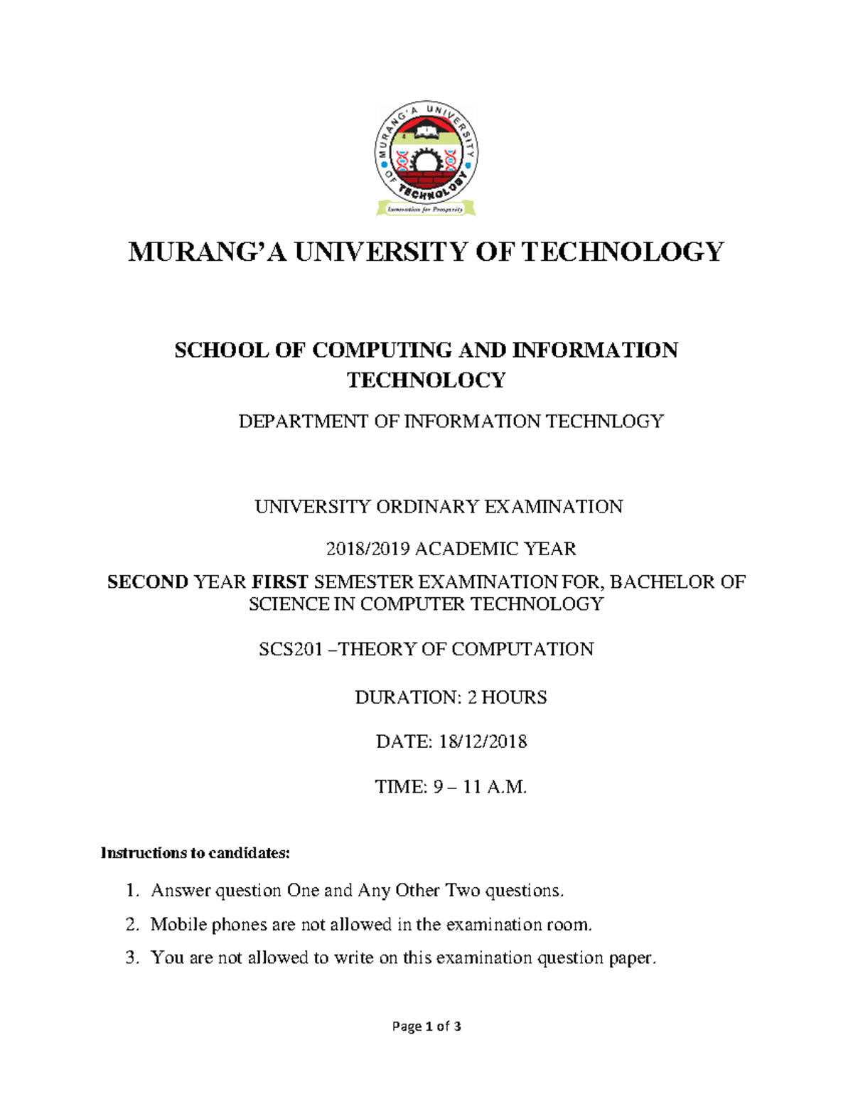 SCS201 Final Exam: Theory of Computation Overview - Studocu