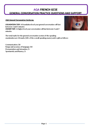 Translation Exercises into French - GCSE French Higher Tier Translate ...