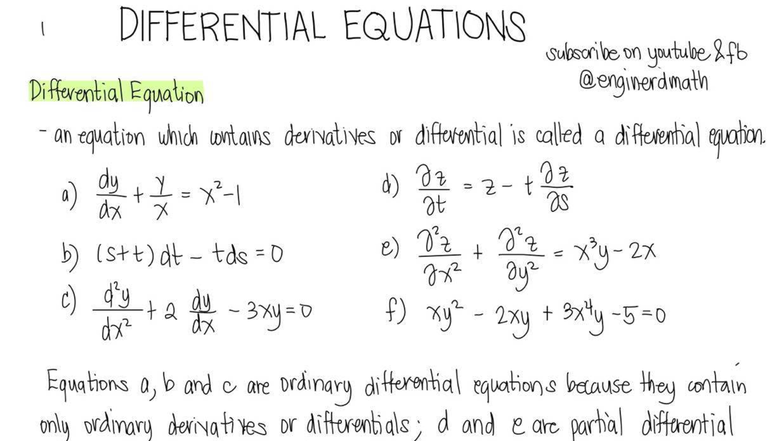 Differential Equations Notes (Course Code: DE101) - Studocu