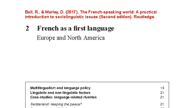 Sociolinguistic Insights: French as a First Language in Europe & NA (02 ...
