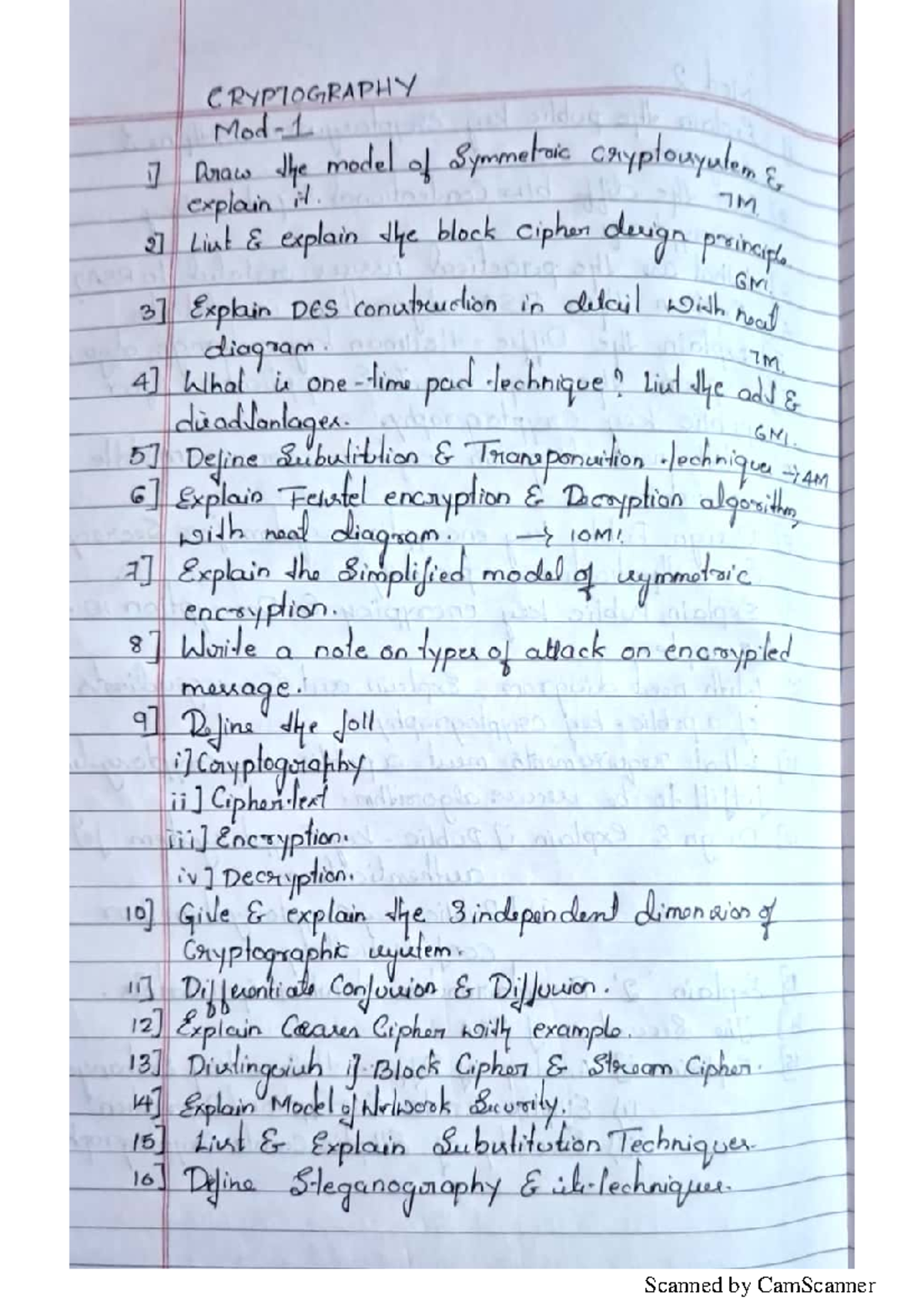 Mod 1,2,3 Question Bank: Cryptography Concepts & Algorithms - Studocu