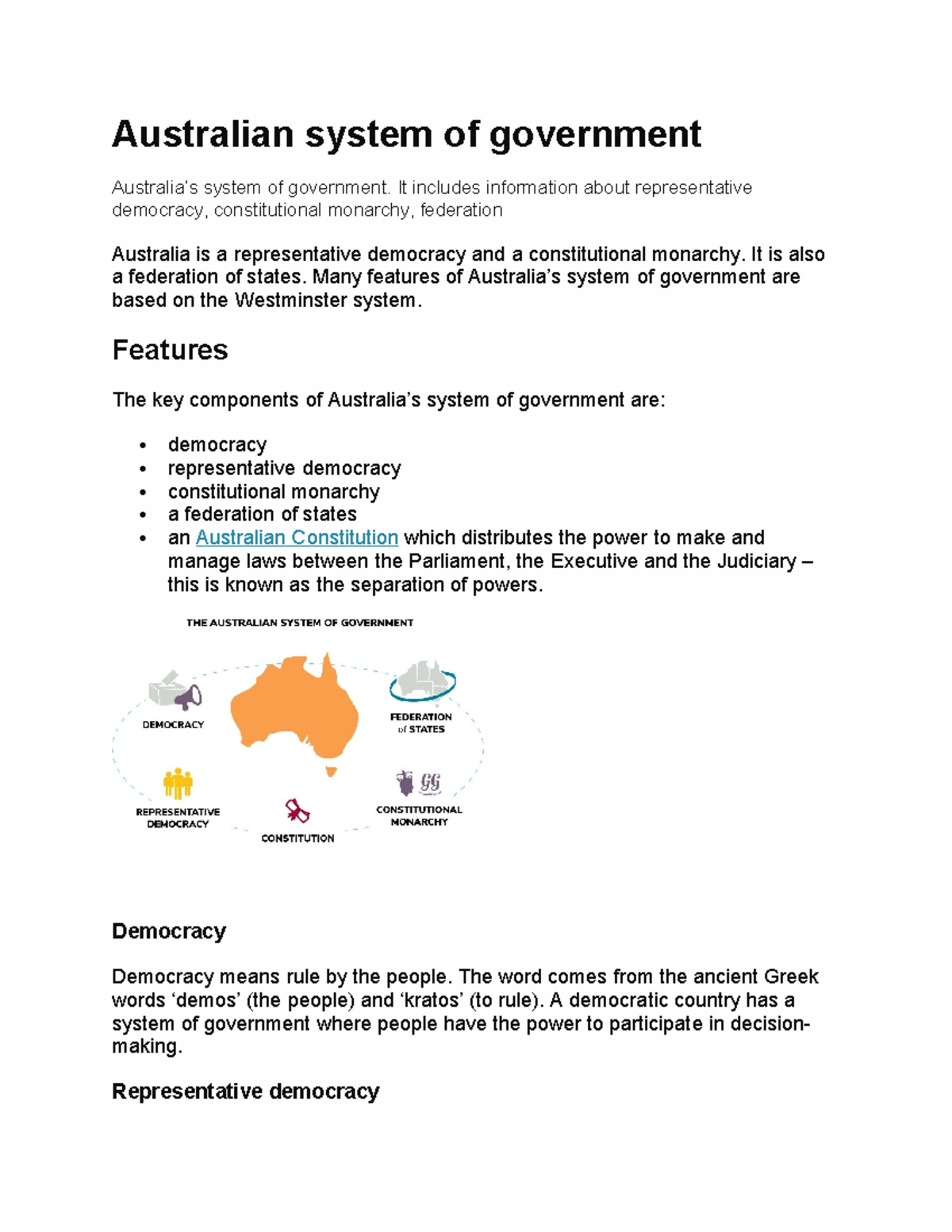 Australian System of Government: A Representative Democracy Overview ...