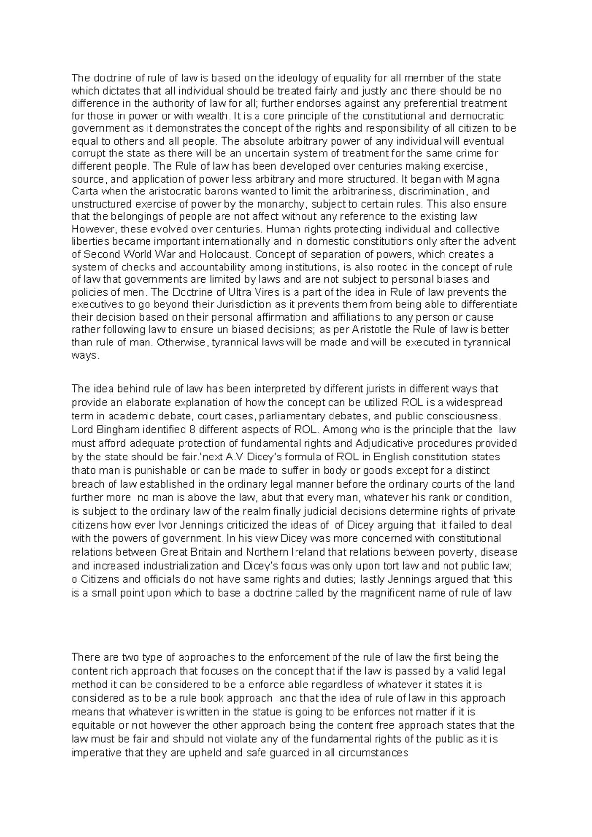 RULE OF LAW: Core Principles and Historical Evolution - Ali Abdullah ...