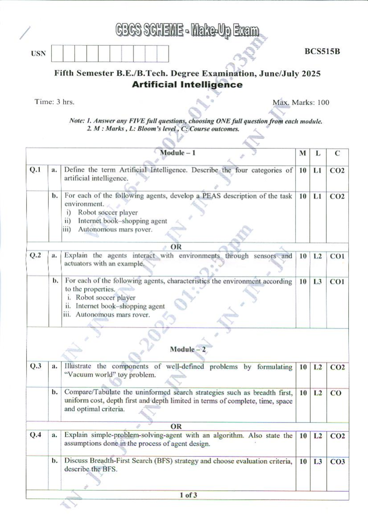 BCS515B - Fifth Semester AI Exam Practice Questions and Guidelines ...