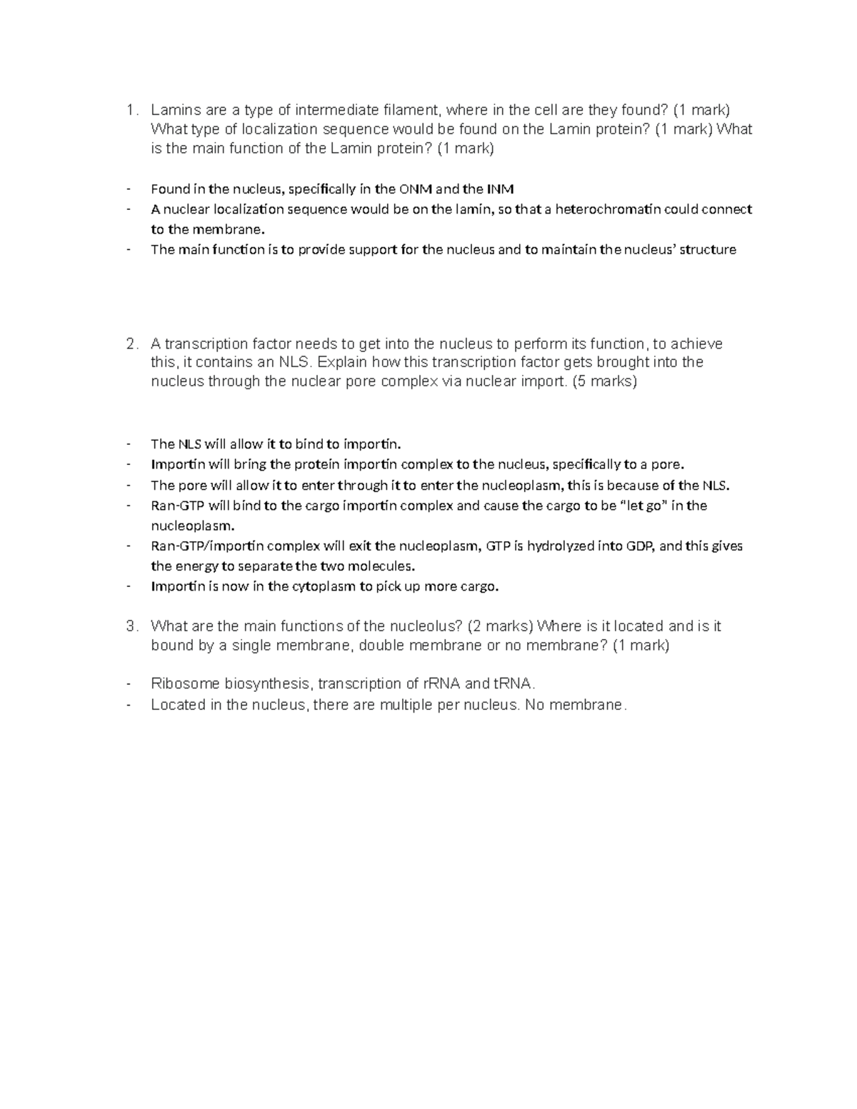 BIOL1090 SA Q 4 - Short answer questions that were on the BIOL 1090 F23 ...