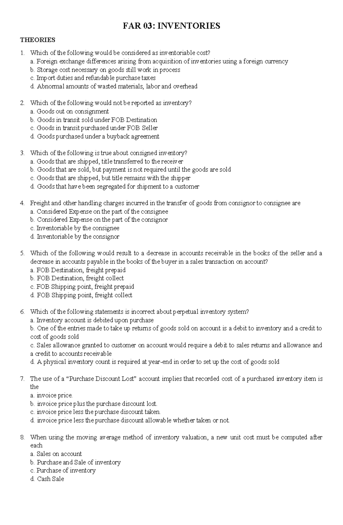 FAR 03: Comprehensive Guide to Inventory Theories and Calculations ...
