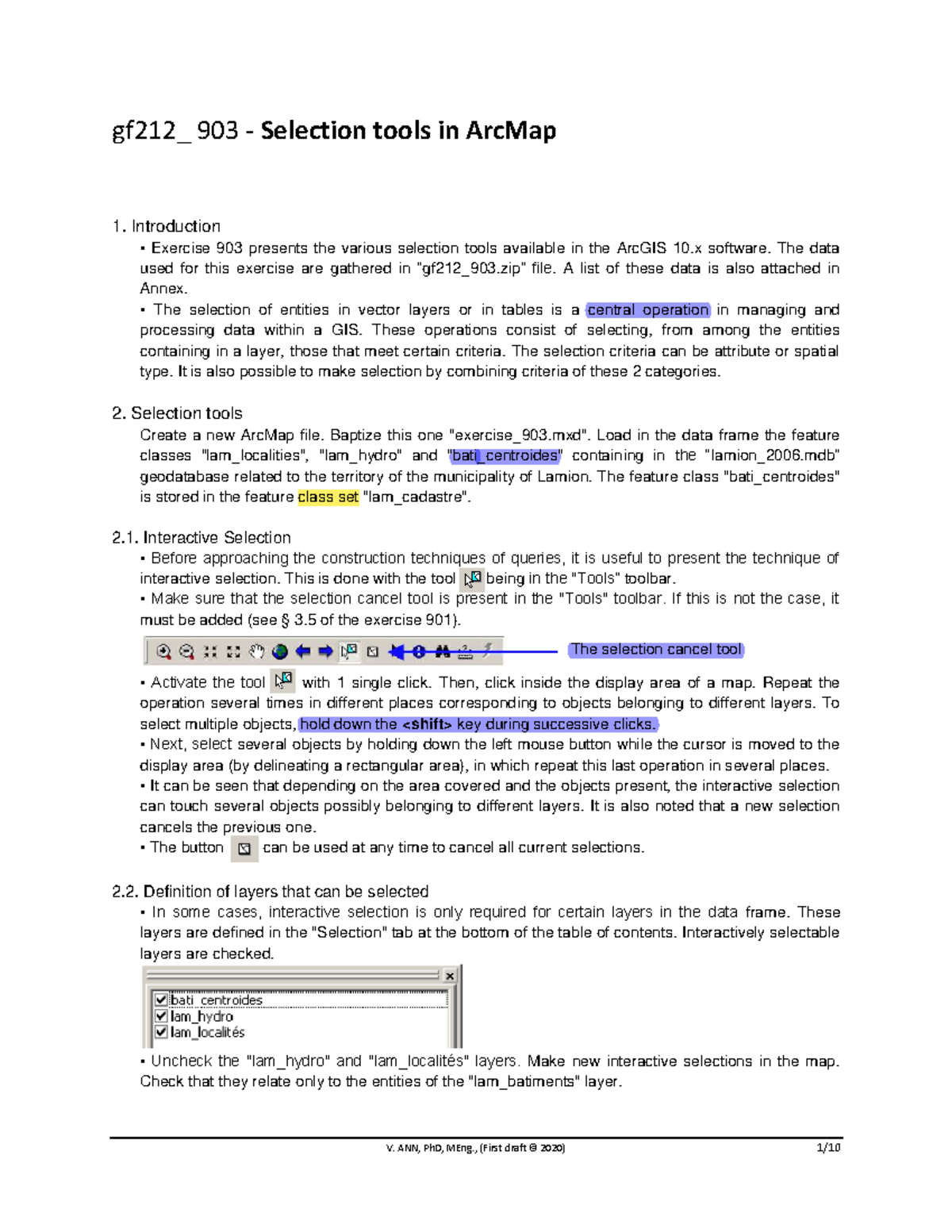 Gf212_903 Selection Tools in ArcMap: Interactive & Spatial Methods ...