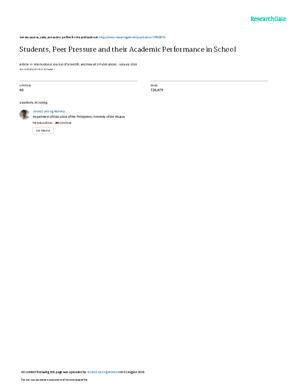 Review of Literature: Student Peer Pressure & Academic Performance in ...