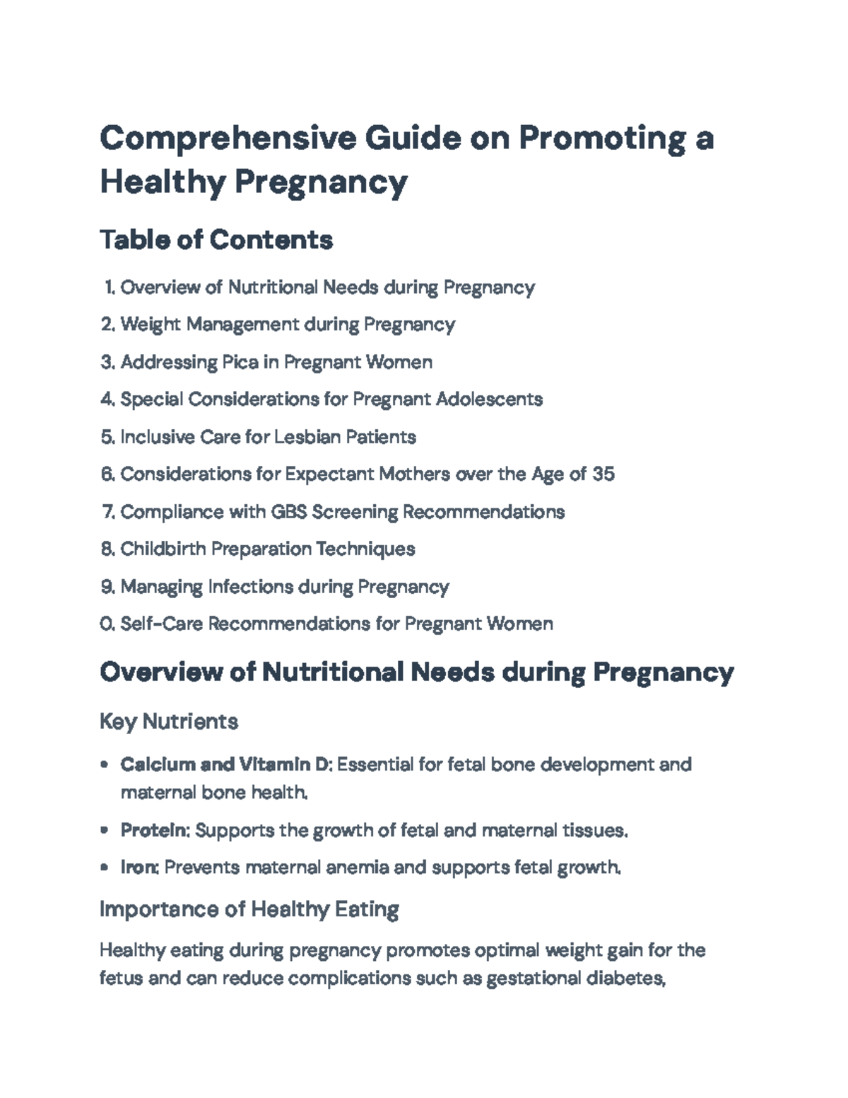 Comprehensive Guidance on Maternal Health: A Resource for Pregnant Women - Comprehensive Guide ...