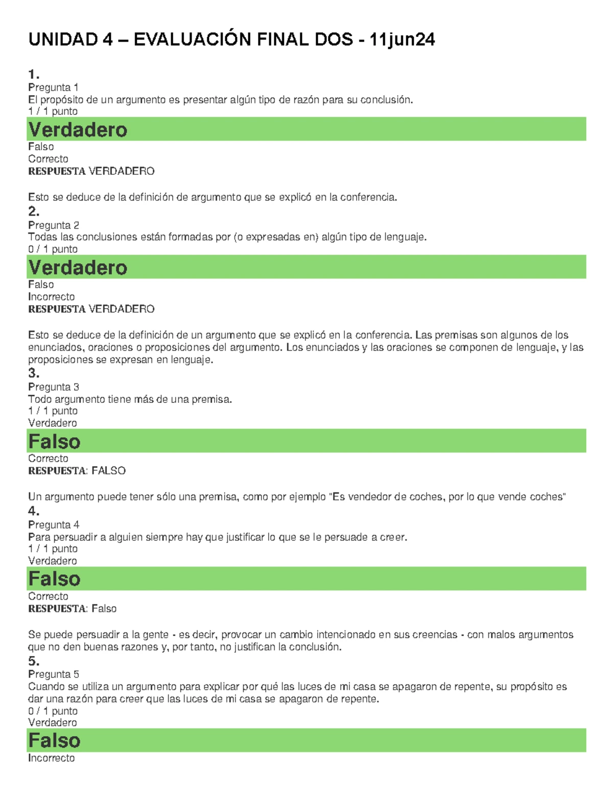 U4 – Evaluación Final Respuestas y Explicaciones 11 jun 2024 - Studocu