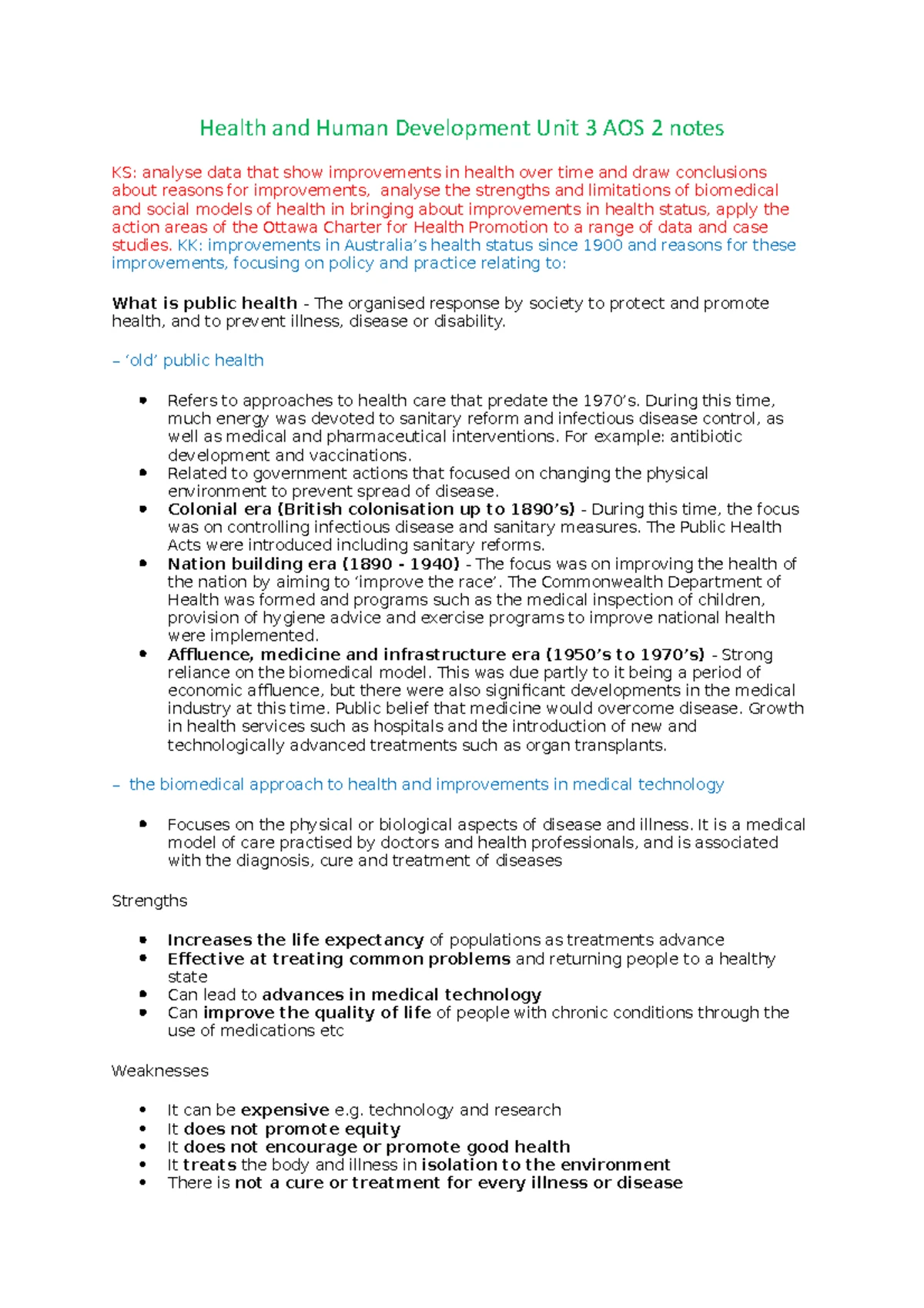 Health Unit 3 AOS 2 comprehensive notes - Unit 3 – AOS 2: PROMOTING ...