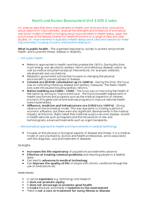 Health AND Human Development UNIT 3 AND 4 Notes - HEALTH AND HUMAN ...