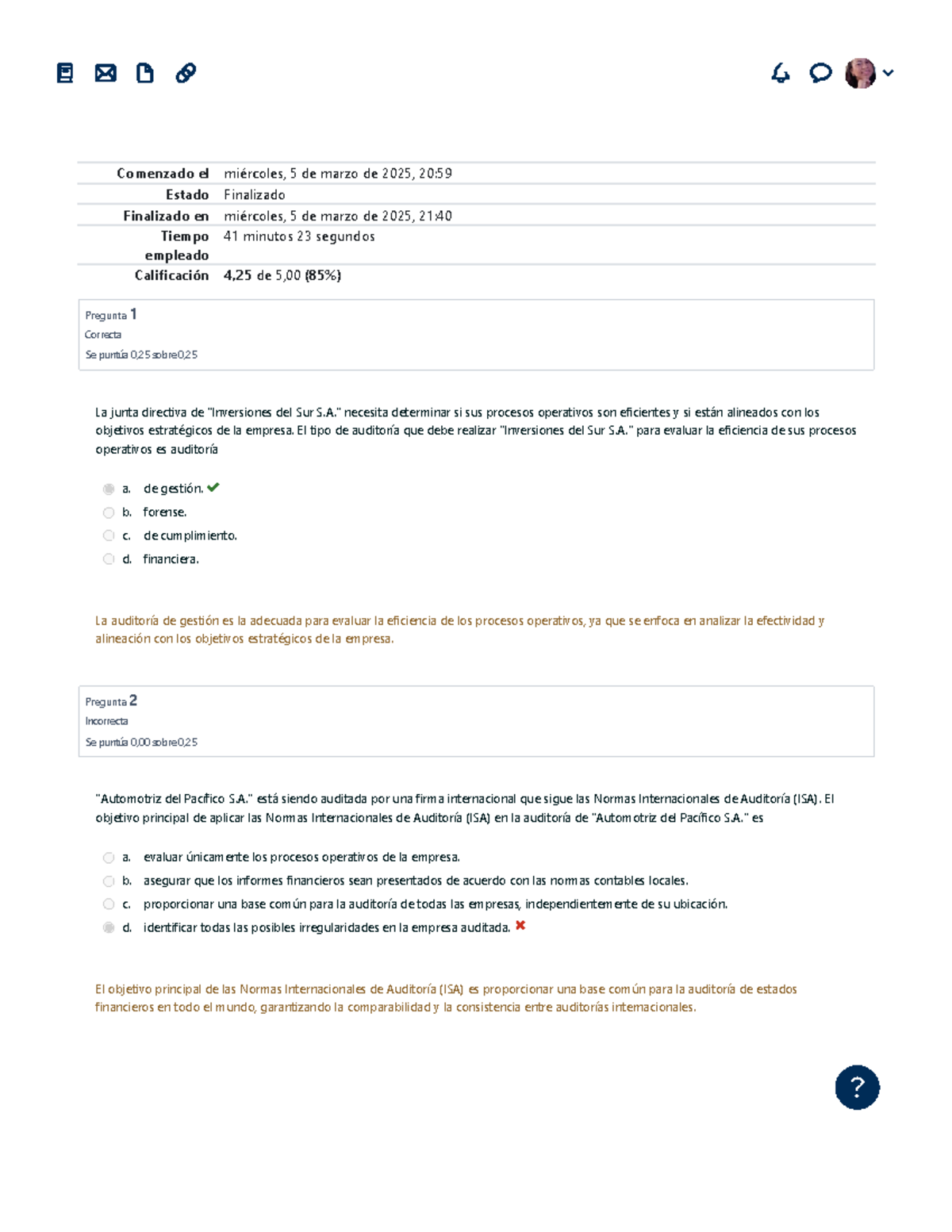 Cuestionario de Auditoría U1: Preguntas y Respuestas Clave - Studocu