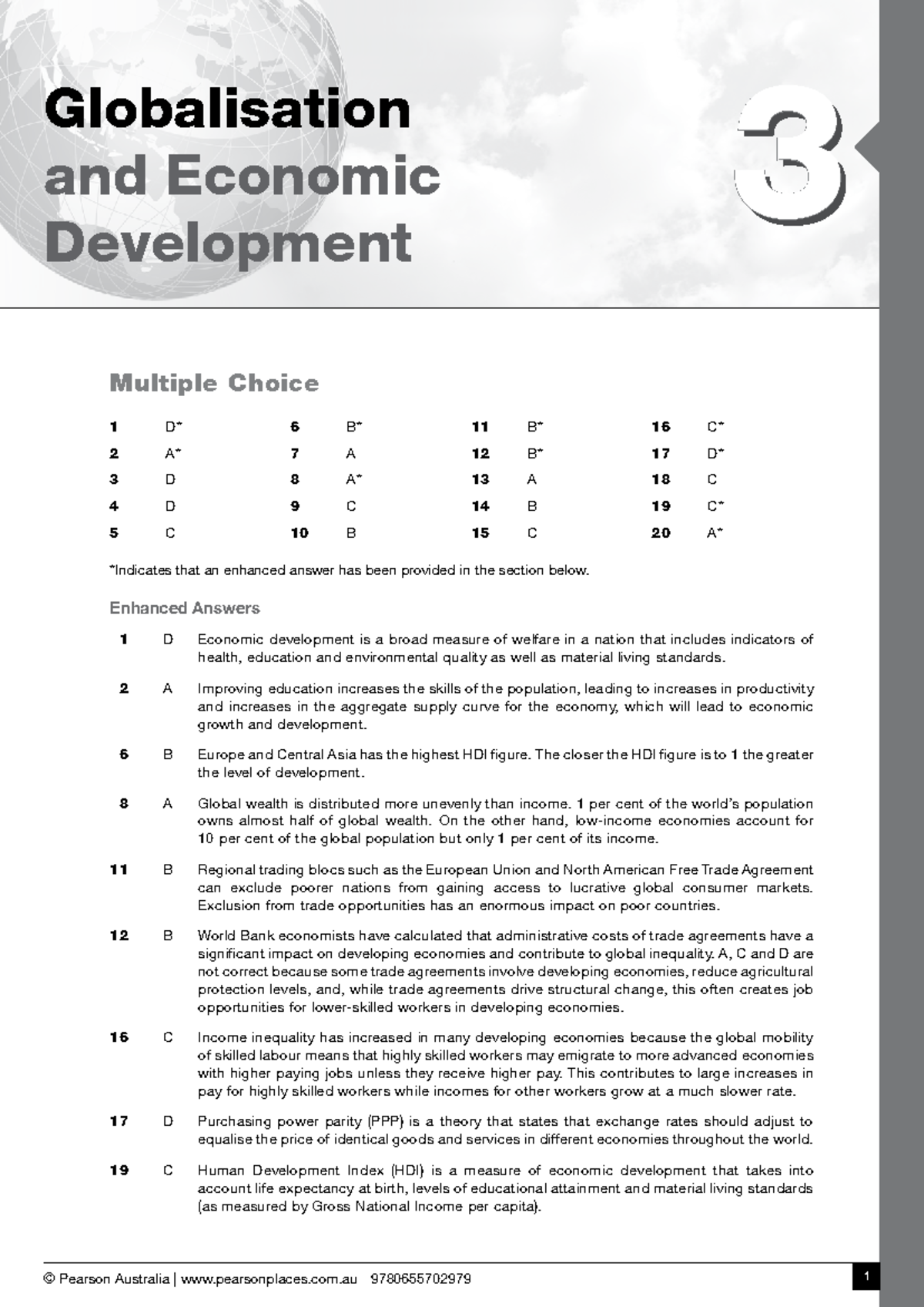Globalisation and Economic Development MCQ Answers - Extension Exam ...