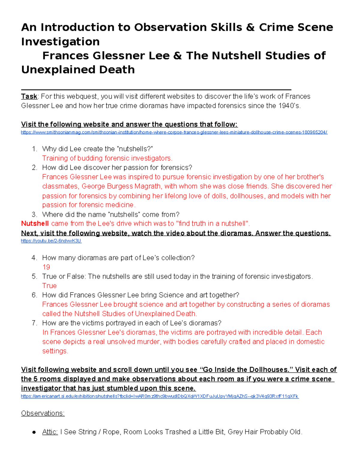 Observation Skills & The Nutshell Studies of Unexplained Death - Studocu