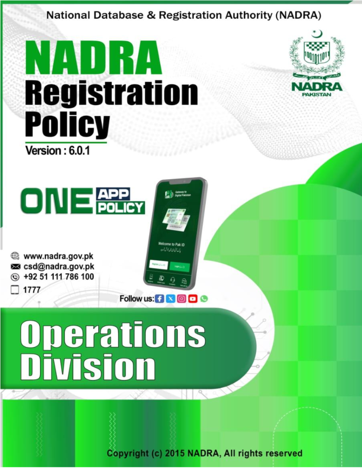 Registration Policy Document: NADRA Guidelines and Procedures - Studocu