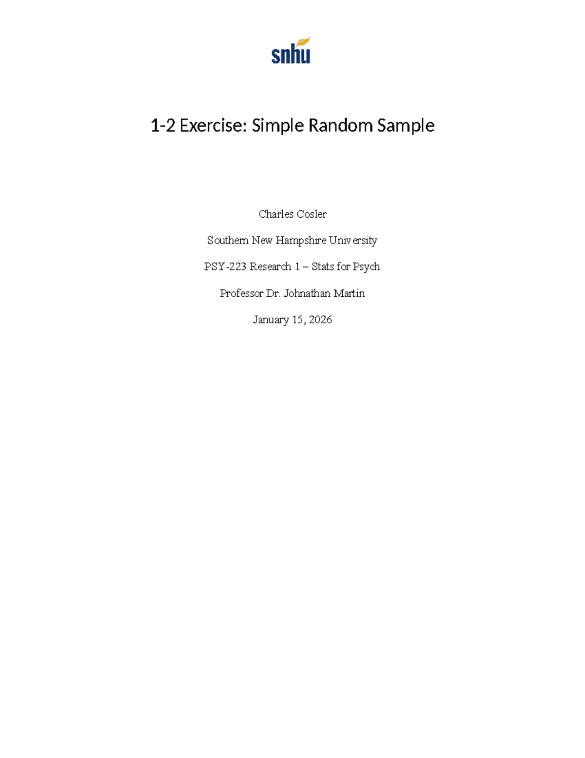 PSY-223 Exercise: Simple Random Sample Analysis - Studocu